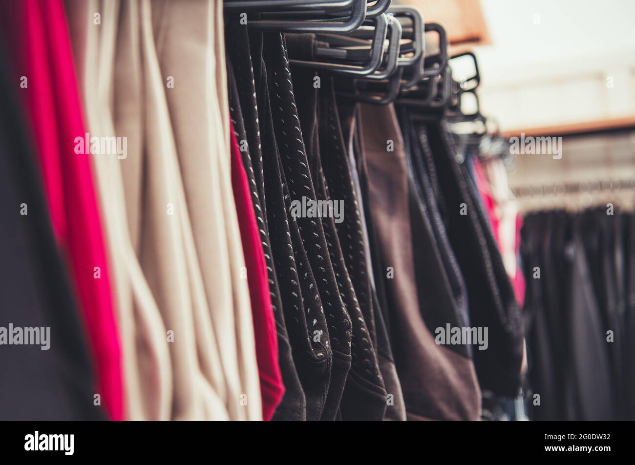 Selection of Woman Clothes Hanging on a Store Rack. Retail Business ...