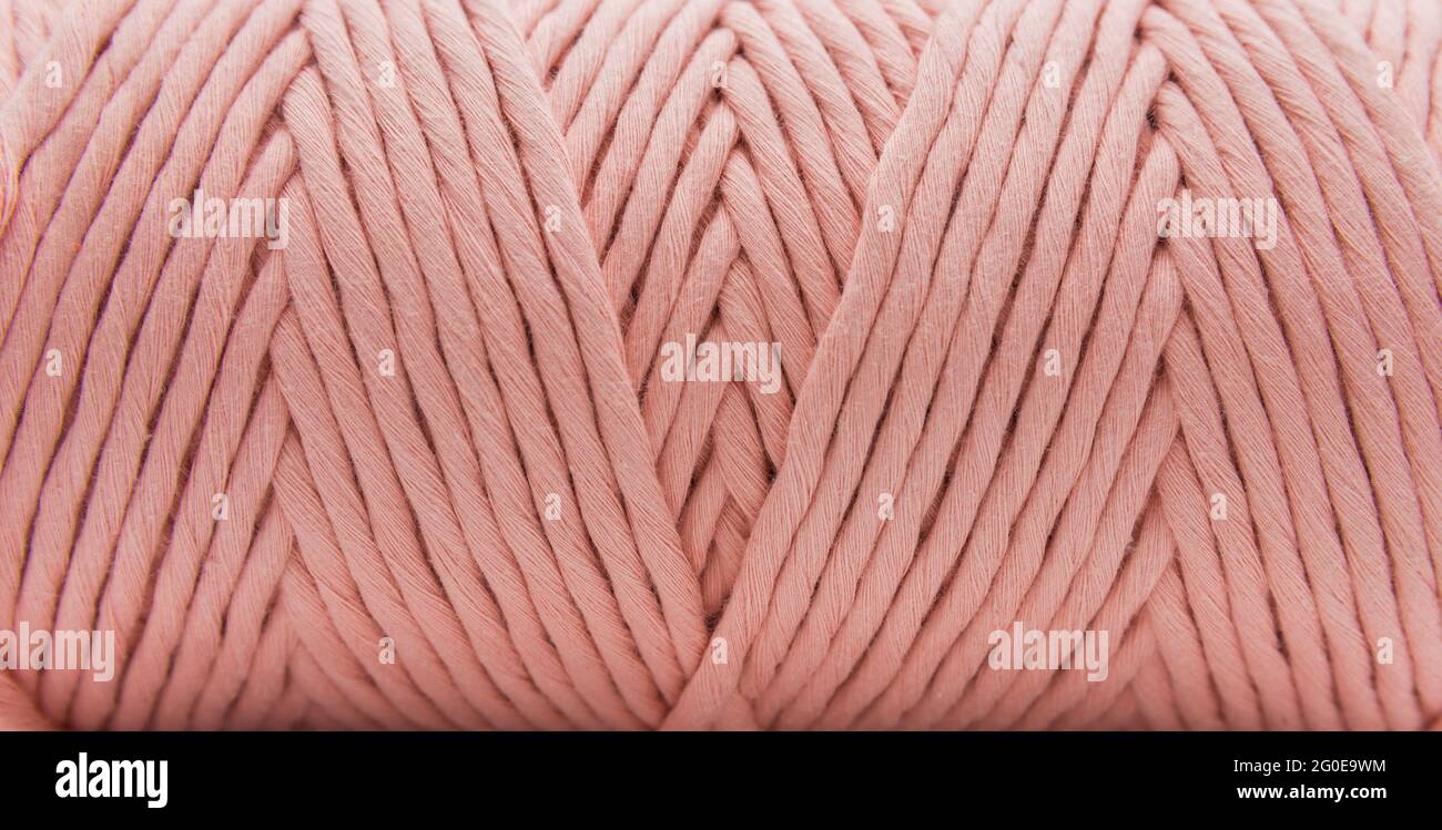 Close-up view of the single strand pink cotton cords for macrame DIY ...