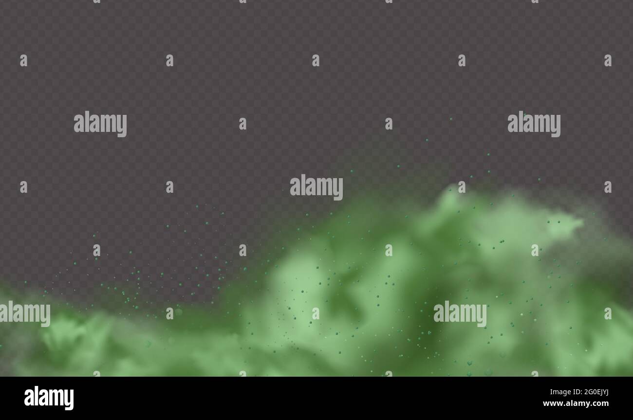 Green dust. Abstract blurry smoke with green particles. Smoke or dust ...