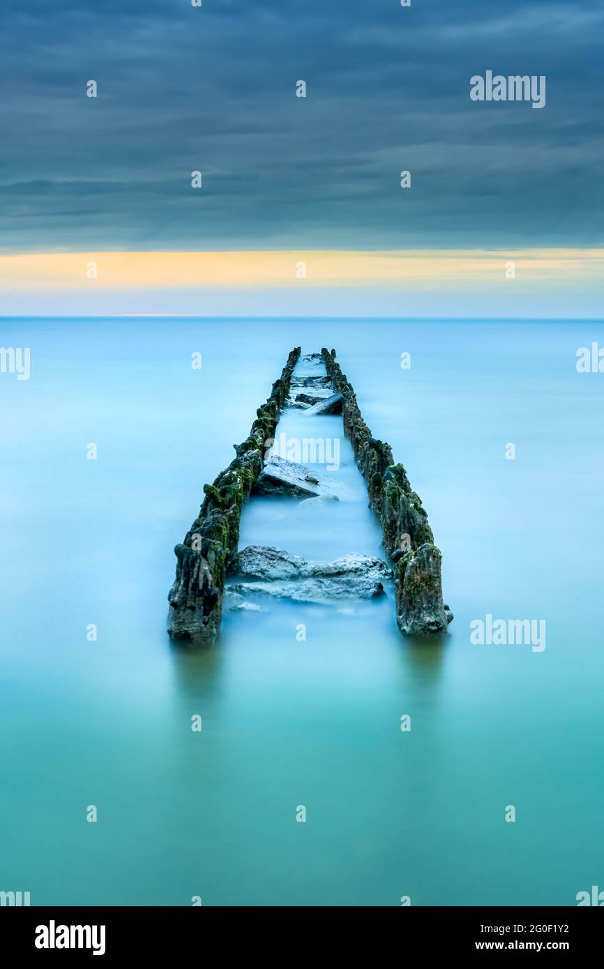 Breakwater in IJsselmeer lake, Netherlands near Hindelopen Stock Photo ...