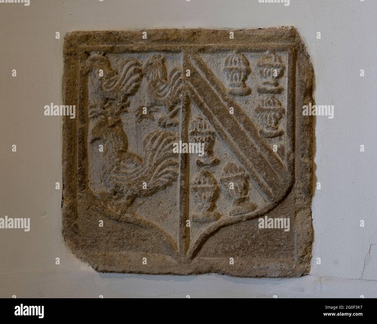 Stone coat of arms in All Saints Church, Rushton, Northamptonshire ...