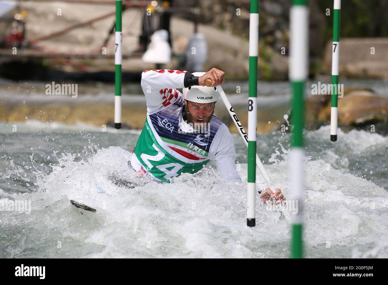 Matija MARINIC of Croatia competes in the Men's Canoe (C1) semifinals ...