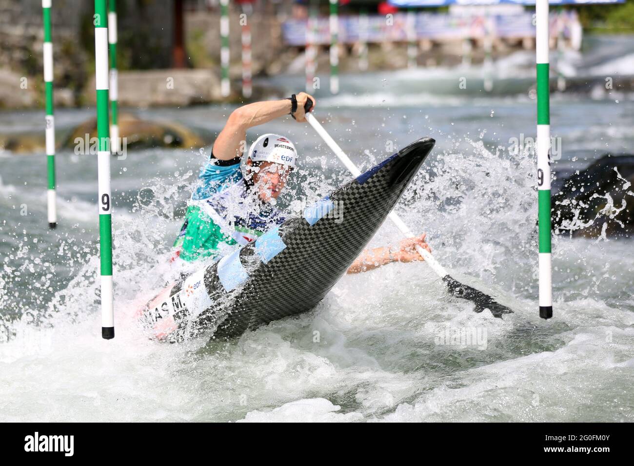 Martin THOMAS of France competes in the Men's Canoe (C1) semifinals ...