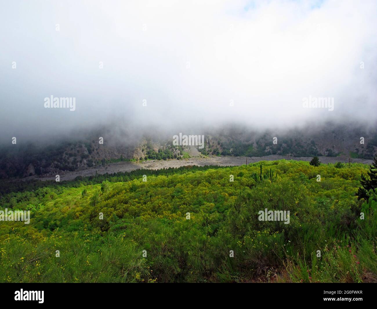 Volcano Vesuvius in the fog, Italy Stock Photo - Alamy