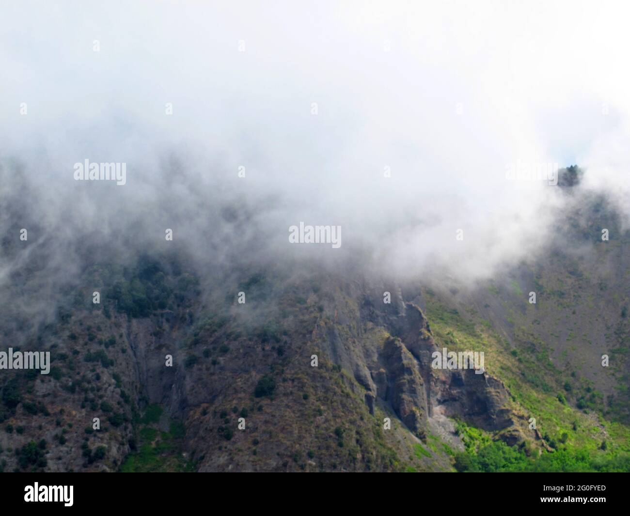 Volcano Vesuvius in the fog, Italy Stock Photo - Alamy