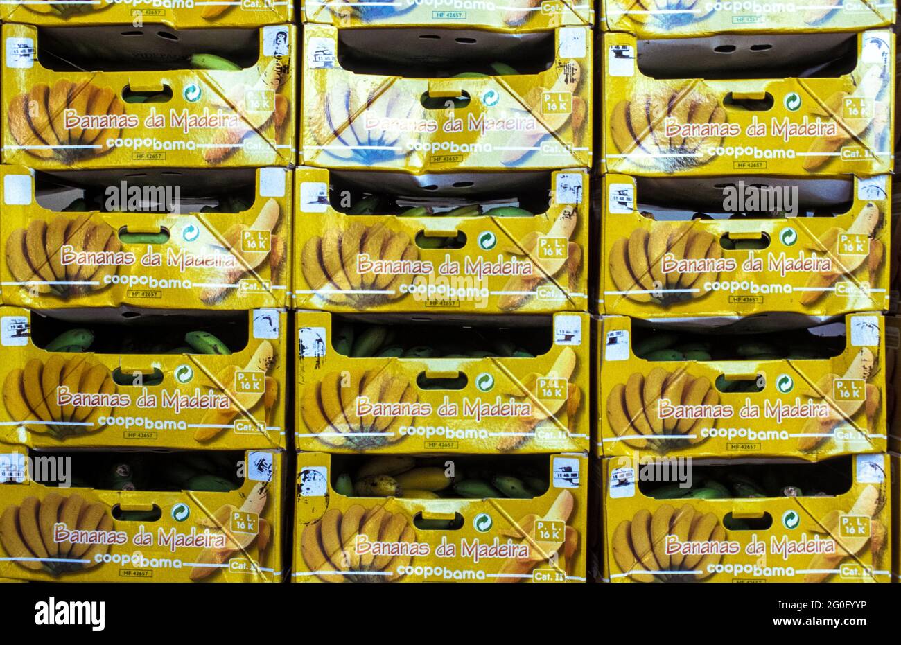 Banana-cases at the historic market of Funchal. Bananas aren't ...