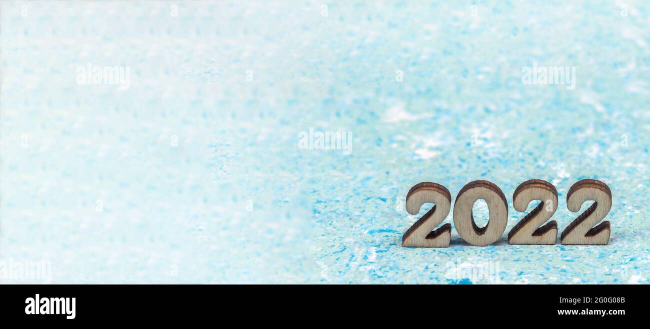 Banner 2022. Numerals 2022 on blue background. Wooden digits 2022 Stock ...