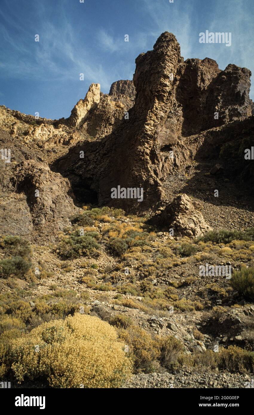 Rock formation on the Southern rim of the caldera, the giant former ...