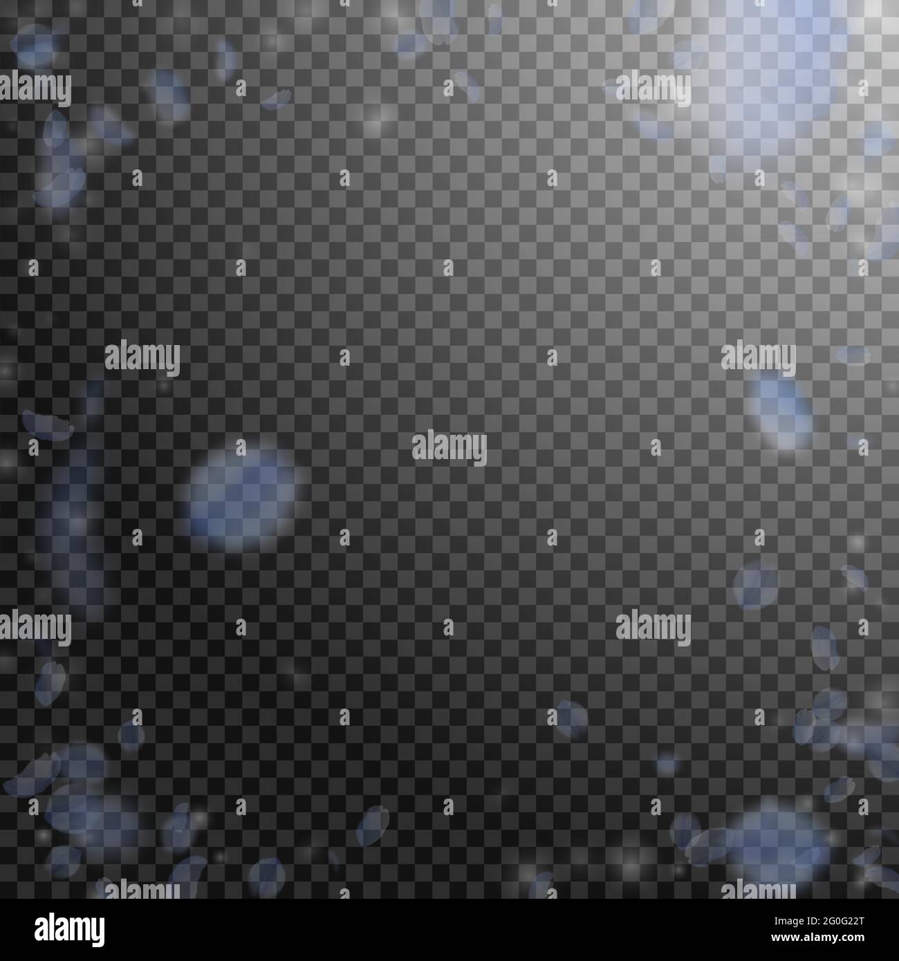 Light blue flower petals falling down. Imaginative romantic flowers ...