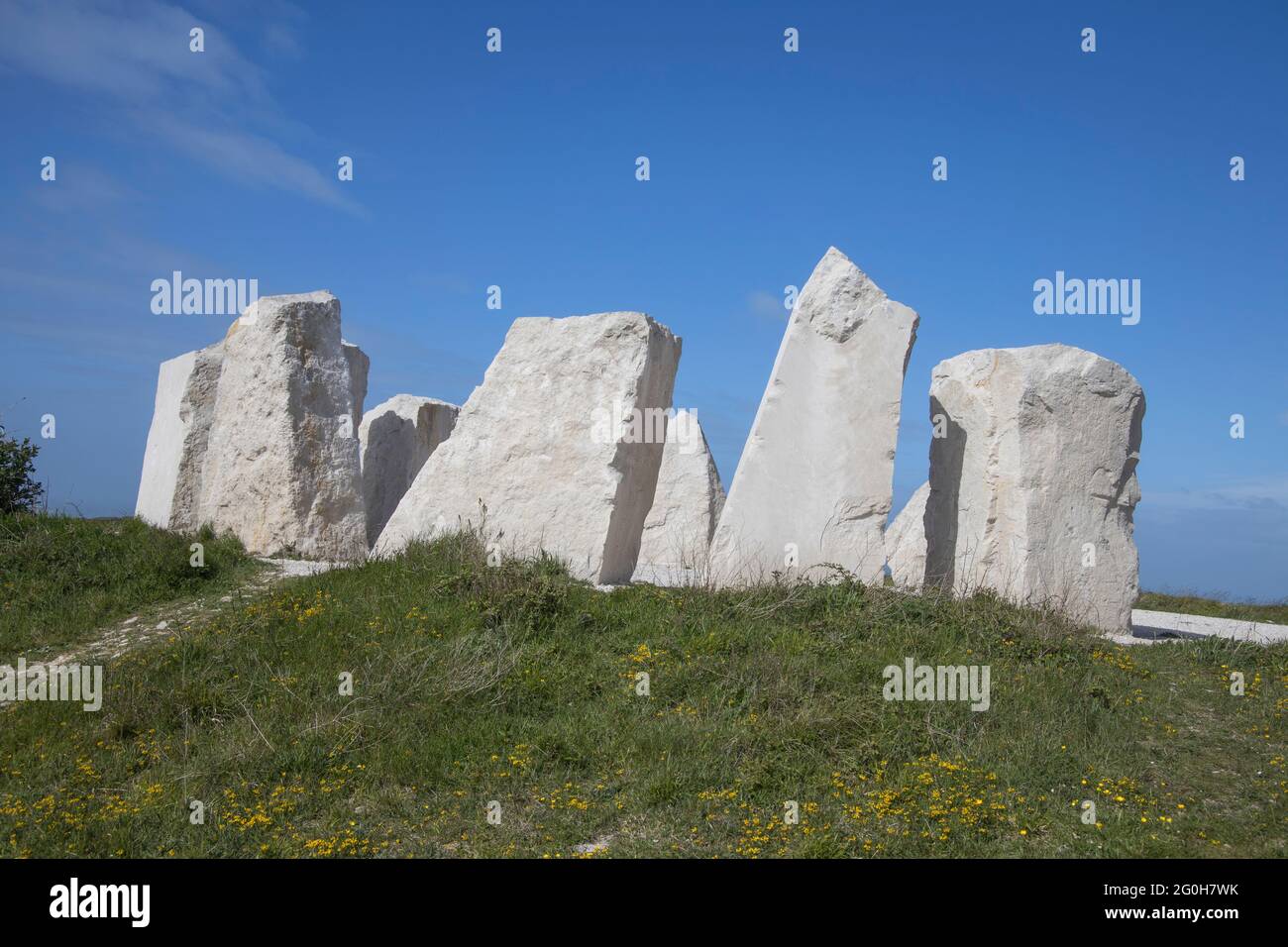stonehenge at the entrance of Isle of Portland Sculpture Park at Tout ...