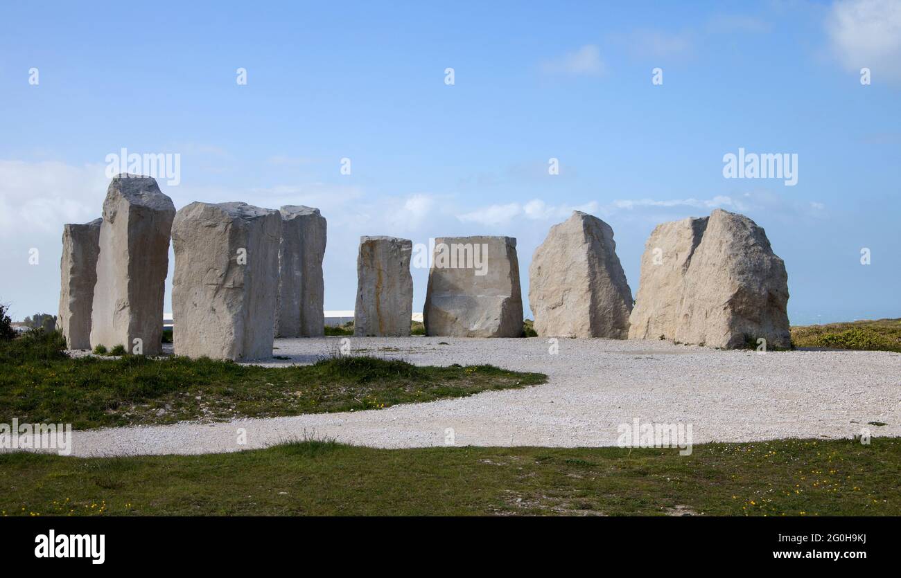 stonehenge at the entrance of Isle of Portland Sculpture Park at Tout ...