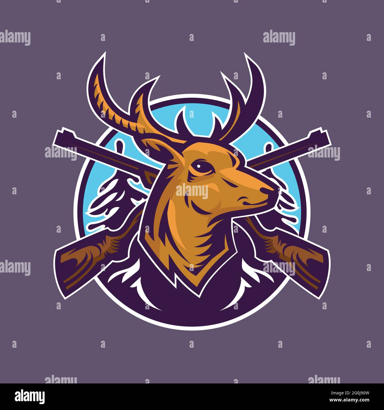 Deer head with rifles. Concept art of hunting in cartoon style Stock ...