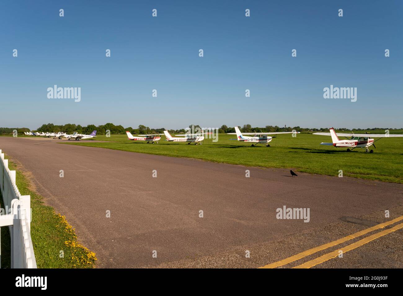 Aircraft parked on the flight line at Stapleford Aerodrome, Essex, UK ...