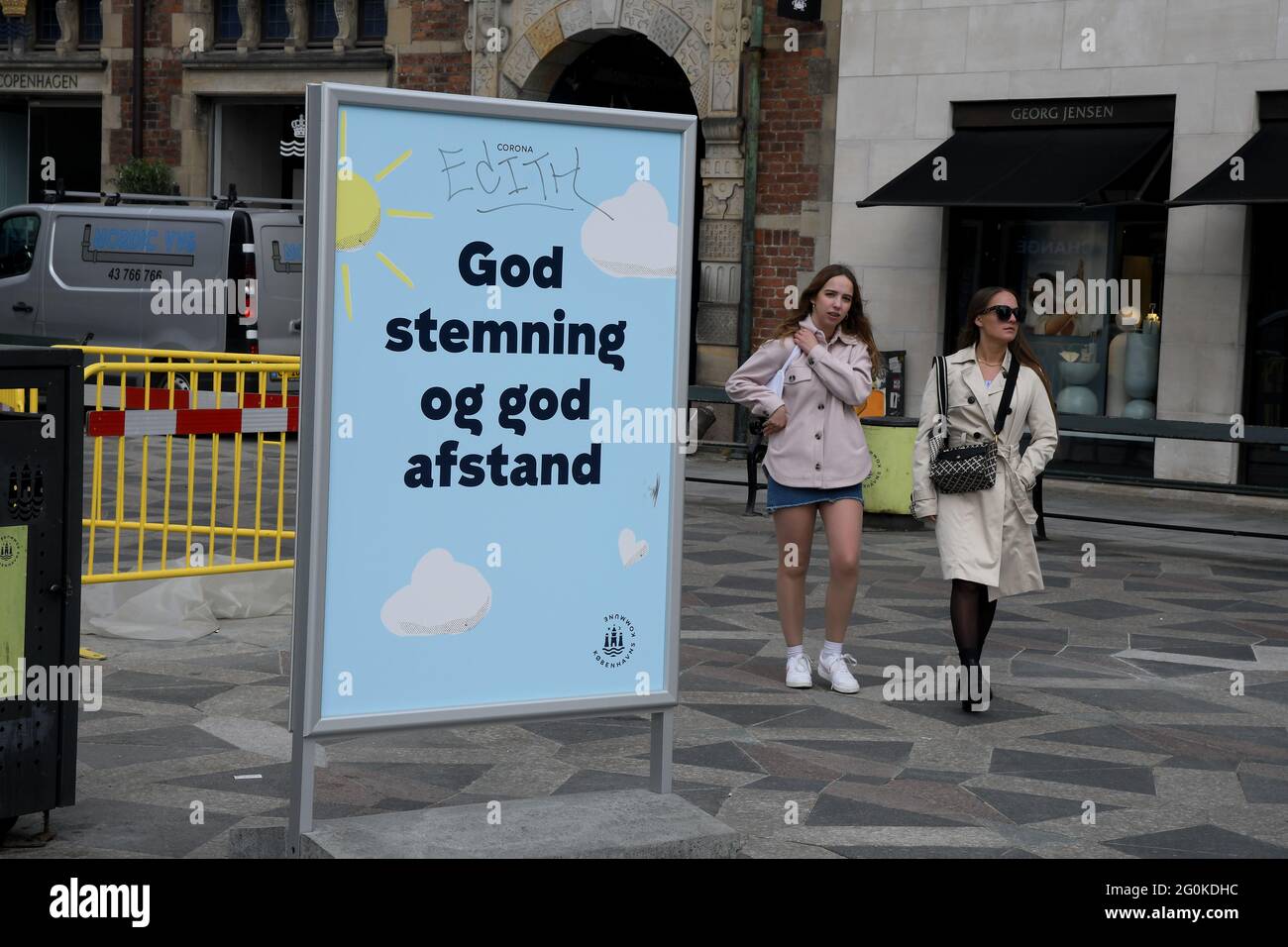 Copenhagen, Denmark. 02 June 2021,/Billboard keep good humour and keep ...