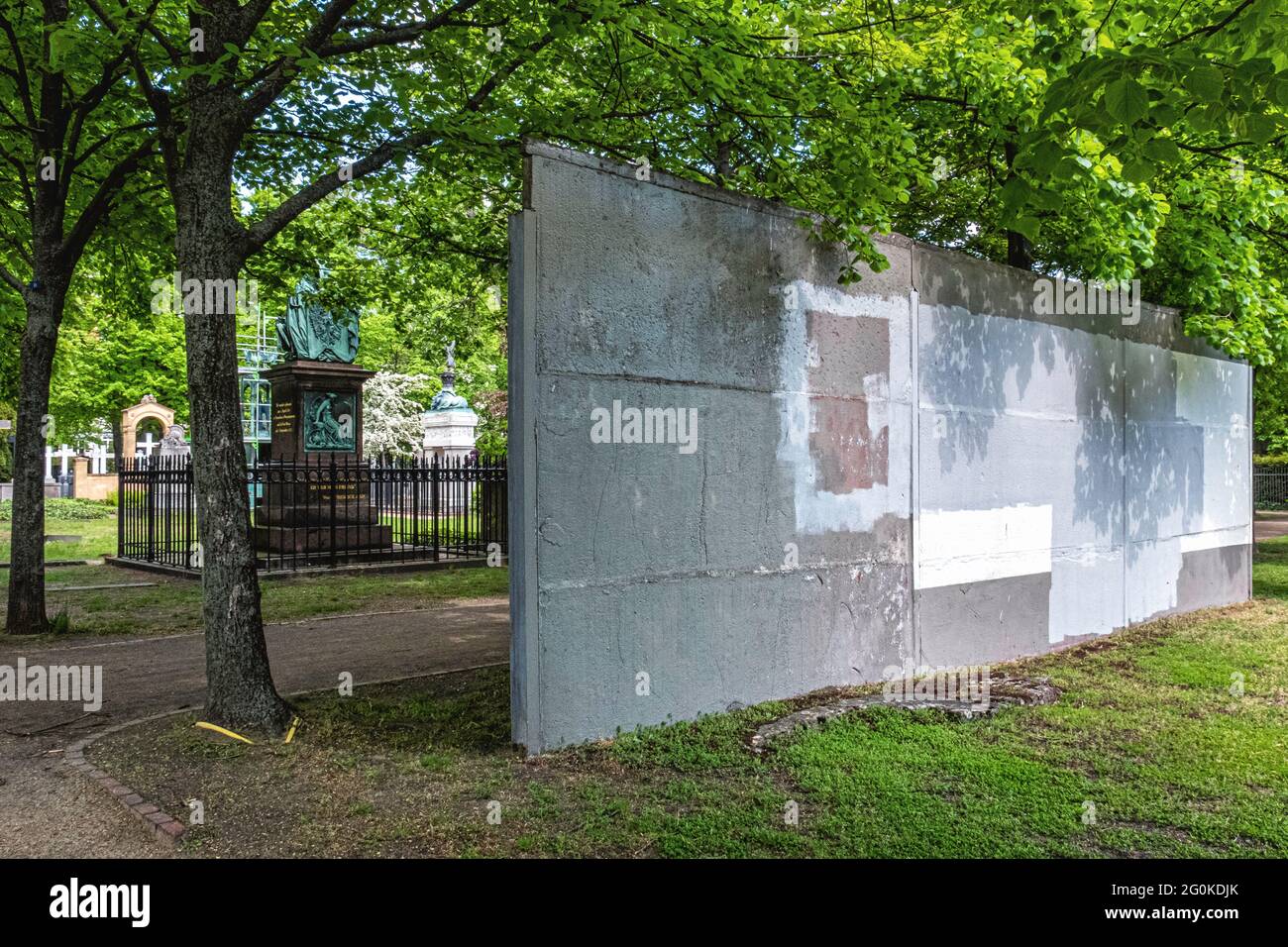 Spandau Shopping canal promenade and Remains of Berlin Wall at ...