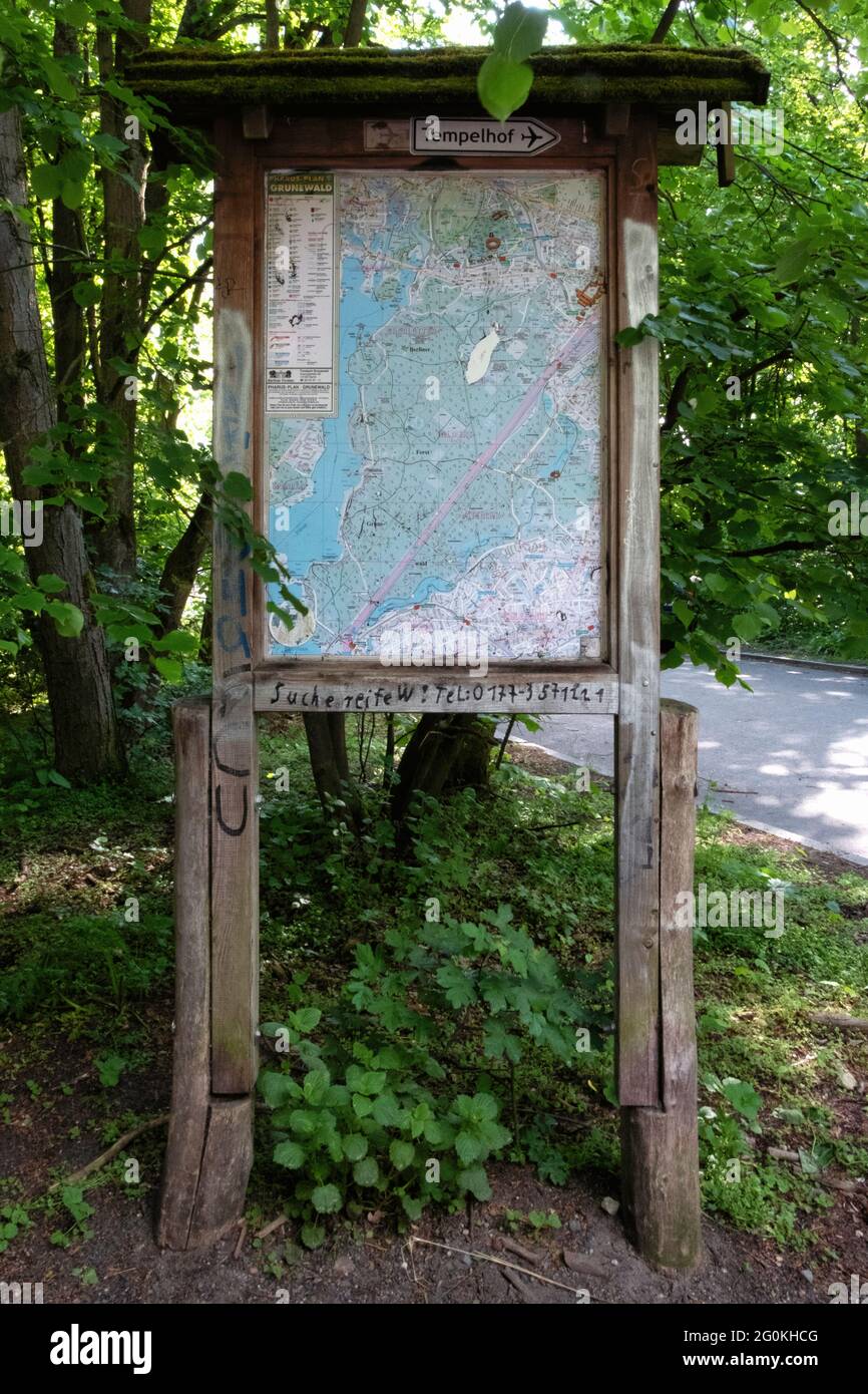 Map of Grunewald Forest Charlottenburg-Wilmersdorf, Berlin Stock Photo ...