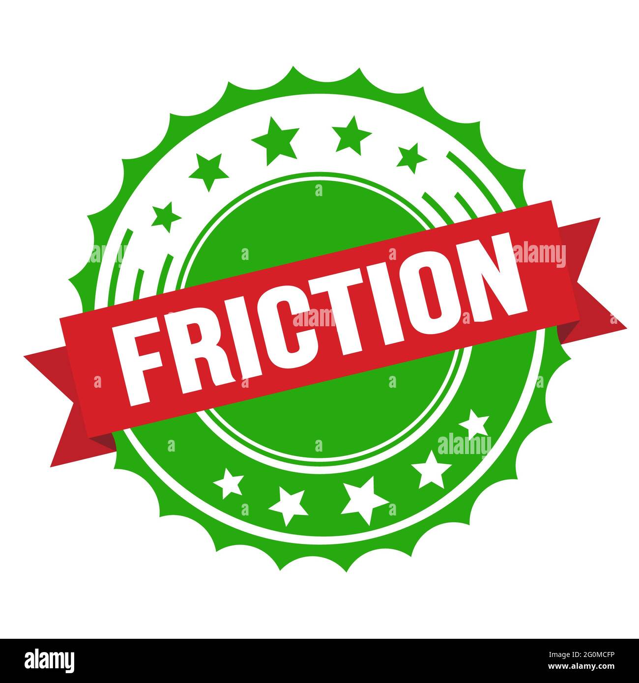 FRICTION text on red green ribbon badge stamp Stock Photo - Alamy