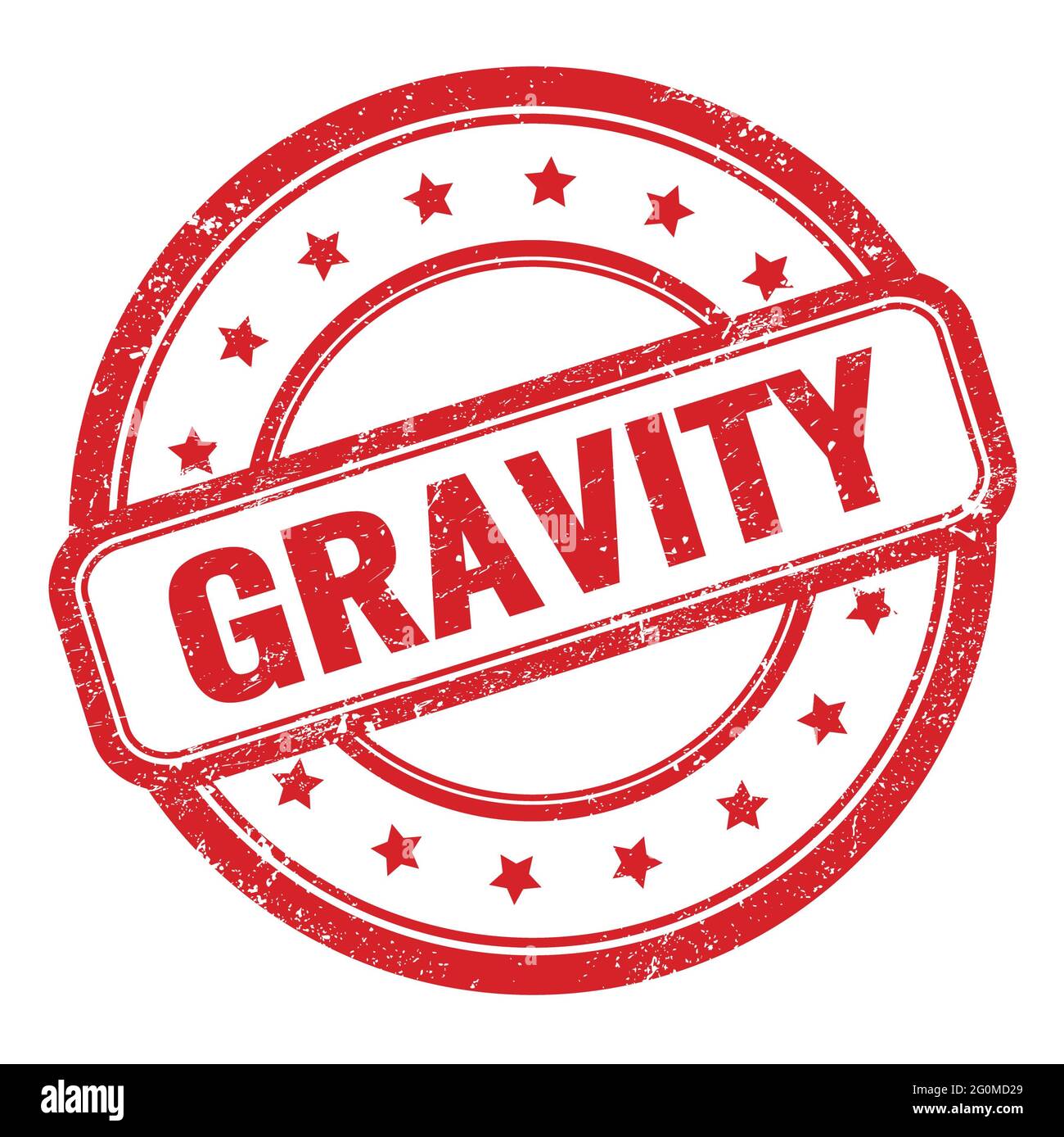 GRAVITY text on red grungy vintage round rubber stamp Stock Photo - Alamy