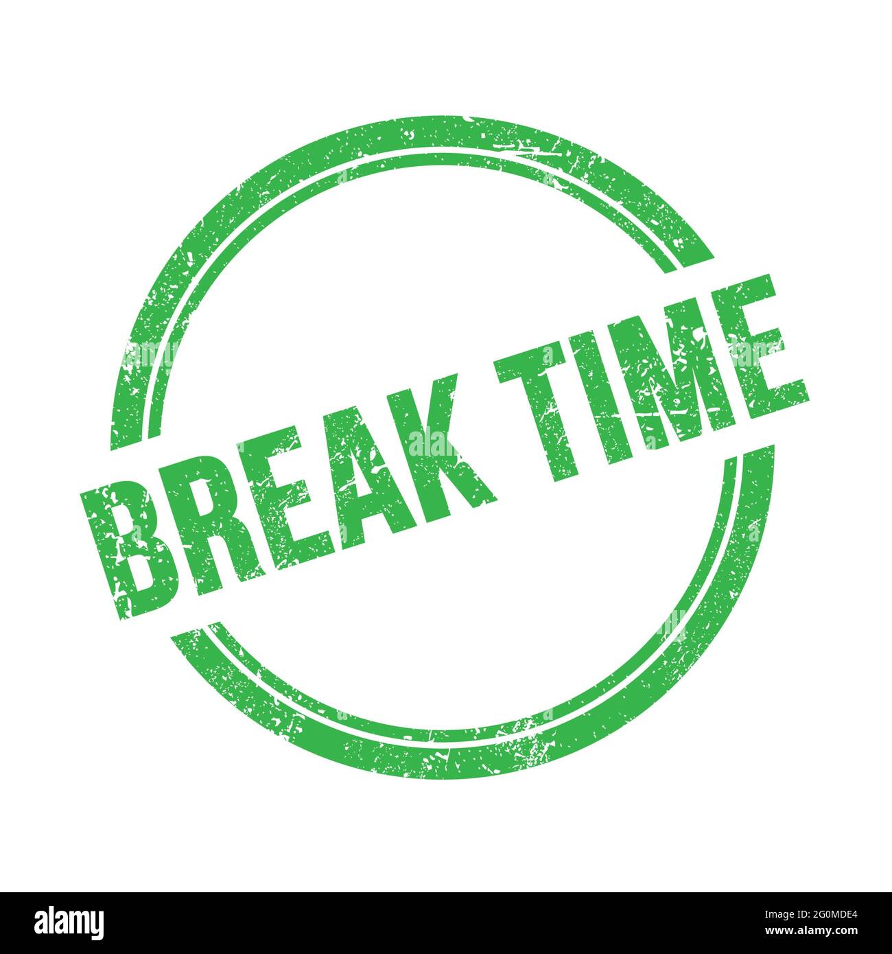 BREAK TIME text written on green grungy vintage round stamp Stock Photo ...
