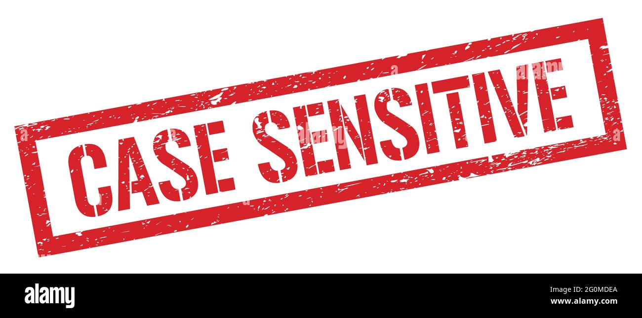 CASE SENSITIVE red grungy rectangle stamp sign Stock Photo - Alamy