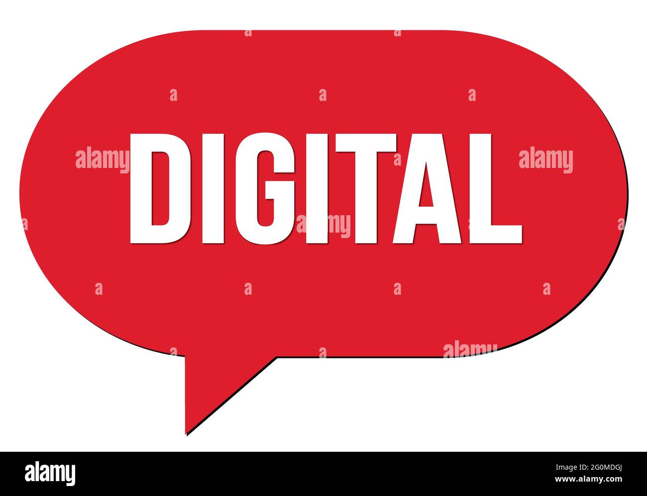DIGITAL text written in a red speech bubble stamp Stock Photo - Alamy