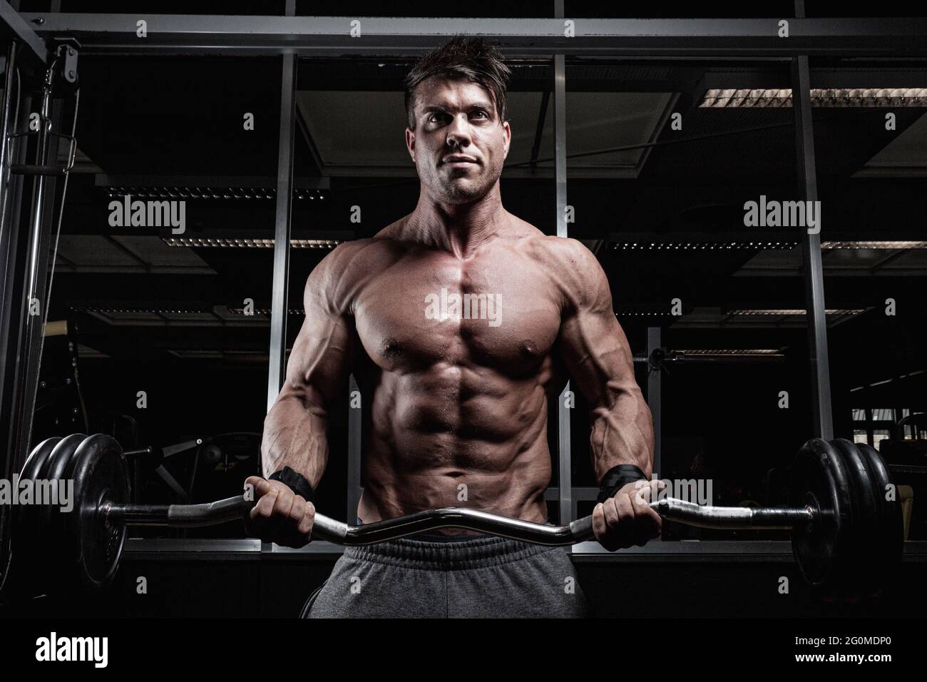 Fit male bodybuilder posing in a gym Stock Photo - Alamy