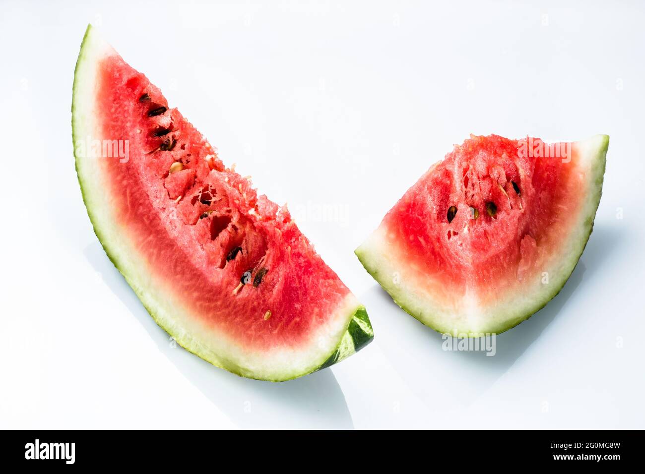 Slices of watermelon isolated on white background. Summer fruit close ...