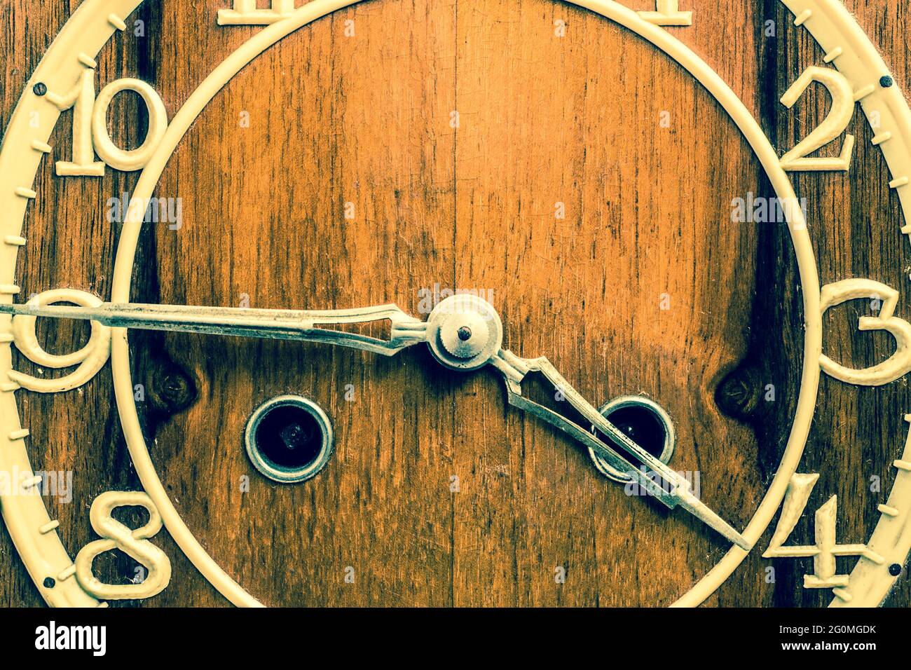 Dial of old clock, vintage wallpaper or background. Time concept Stock ...