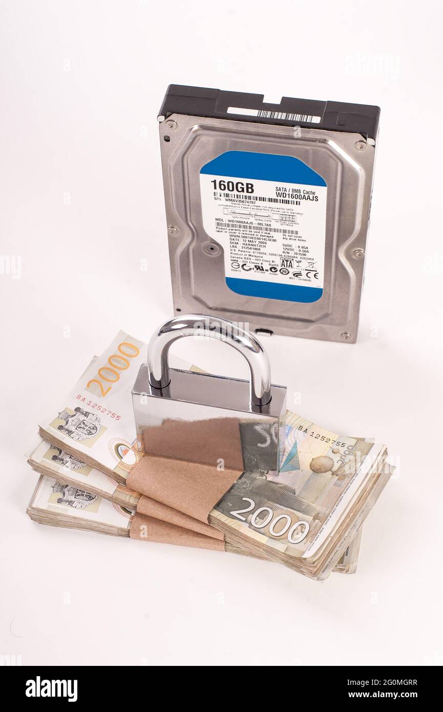 Cyber Crime Internet Cyber Security Concept With A Padlock On Computer Hard Disk Ransomware