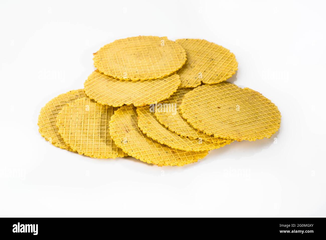 Wafers on white background Stock Photo - Alamy