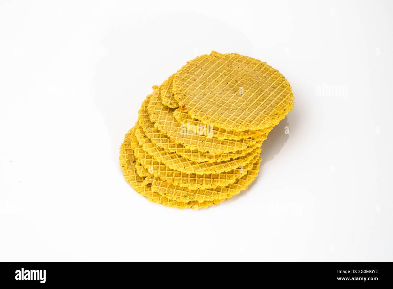 Wafers on white background Stock Photo - Alamy
