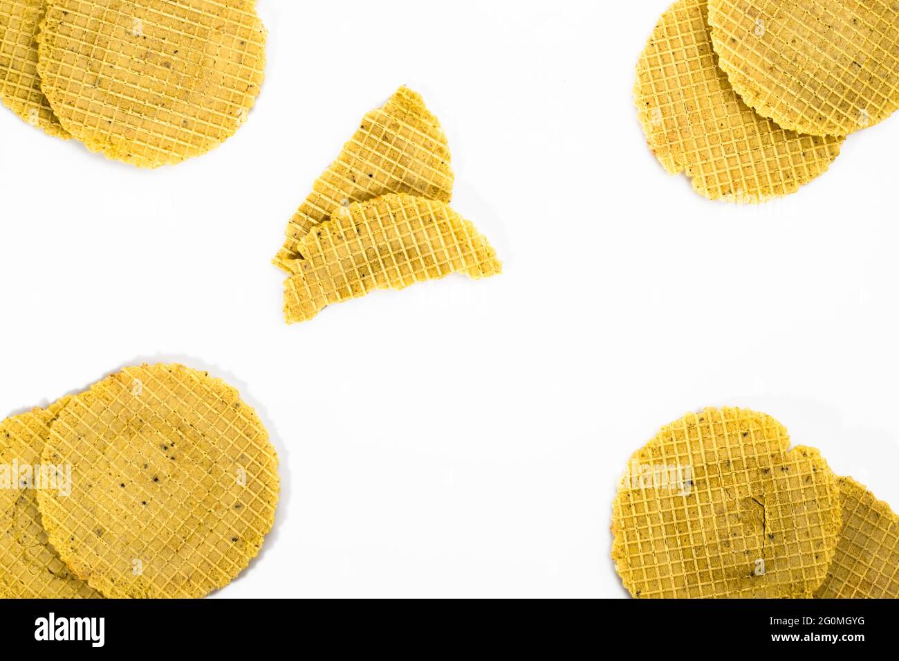 Wafers on white background Stock Photo - Alamy