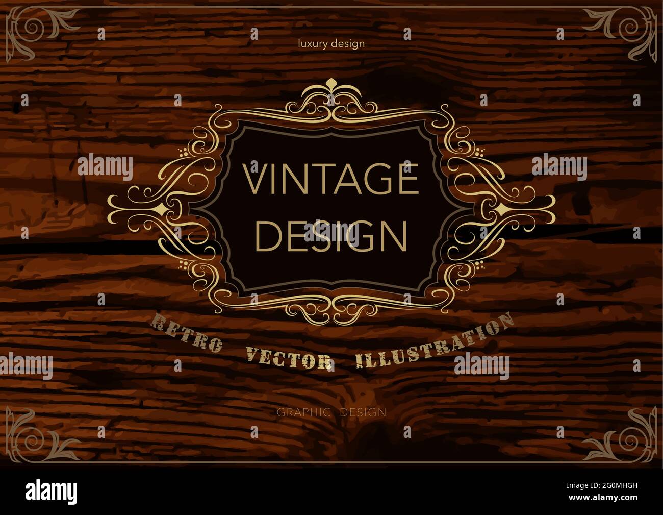 Golden Frame Template on Wooden Background Stock Vector Image & Art - Alamy