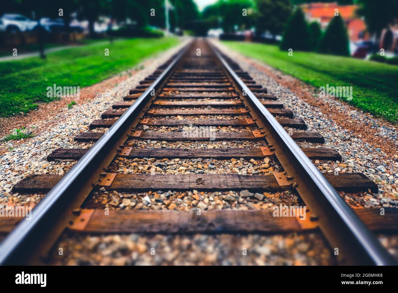 Railroad tracks withlimited depth of focus Stock Photo - Alamy