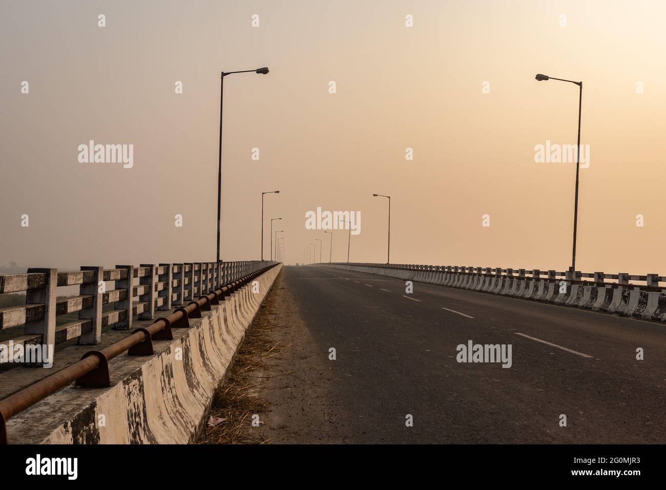 road bridge over river at dawn from flat angle image is taken at koshi ...