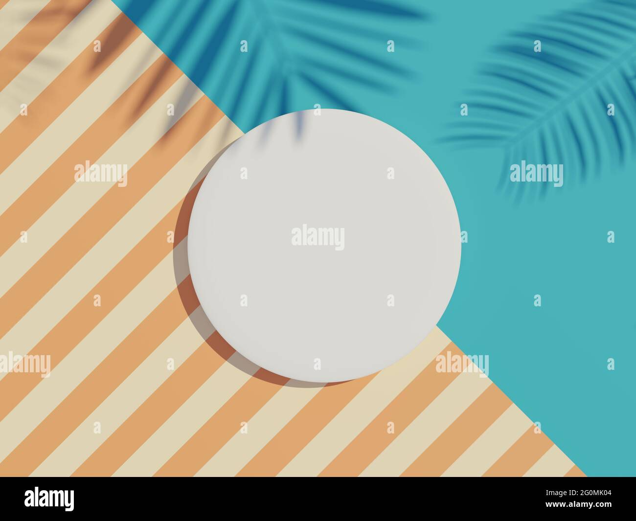 3d render top view of white blank cylinder frame for mock up and ...