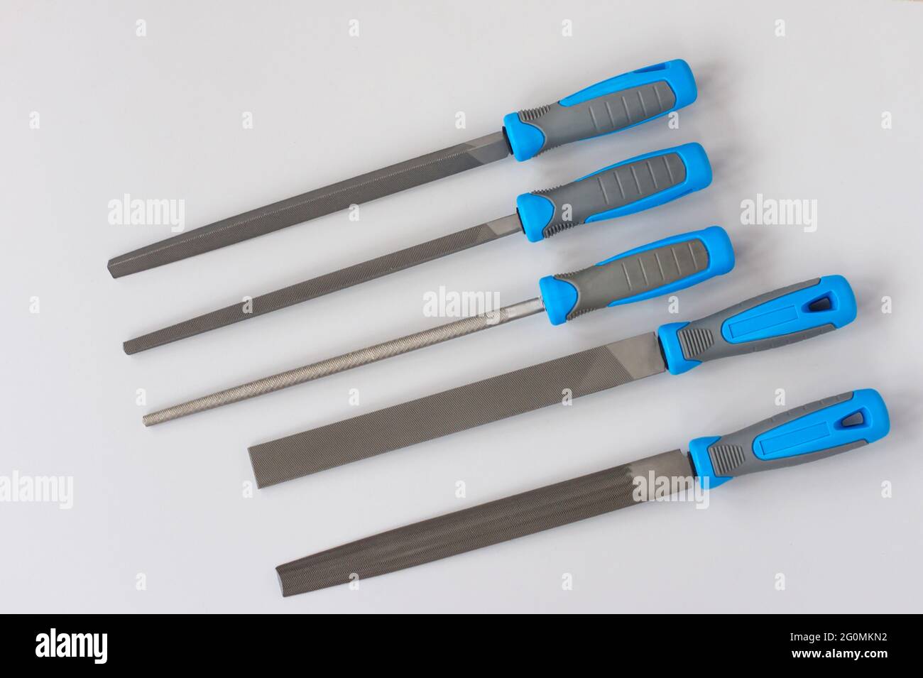 Set of new rasp files on gray background. Working tools layout Stock ...