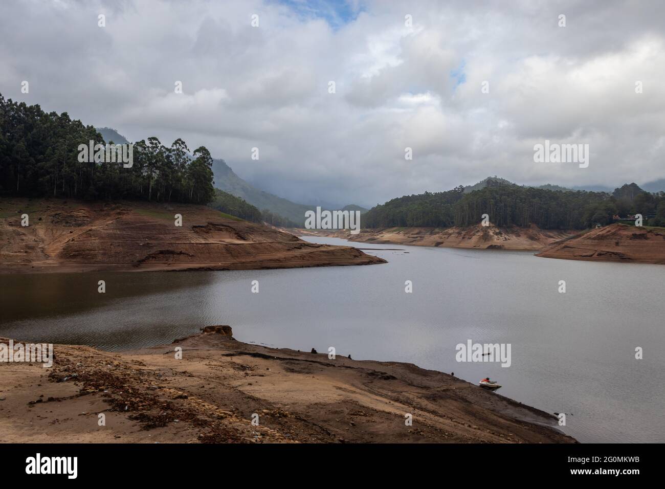 lake view with green forest image is taken at munnar kerala india ...