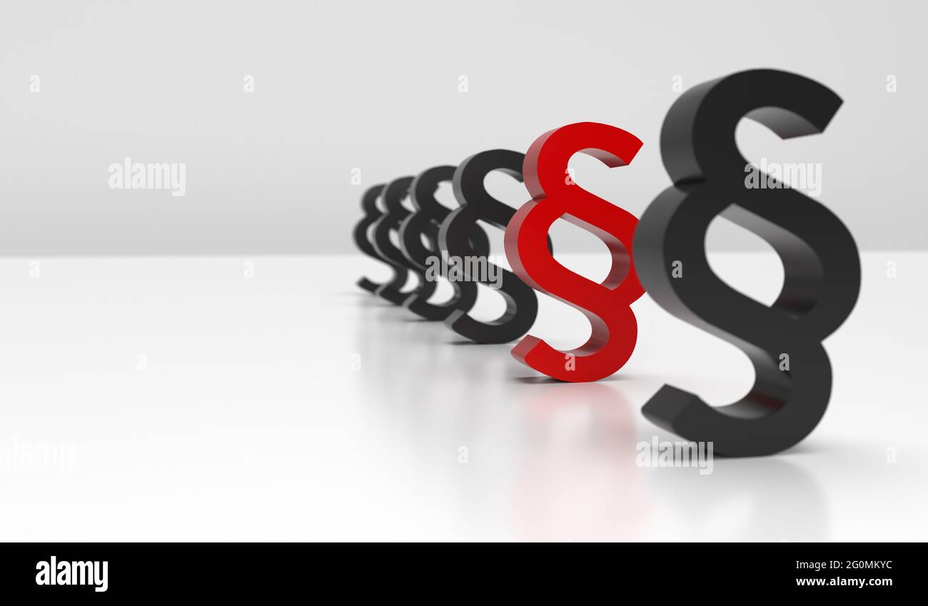 Line of paragraph black symbols and on red paragraph symbol 3D ...