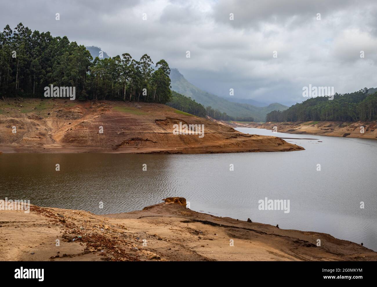 lake view with green forest image is taken at munnar kerala india ...