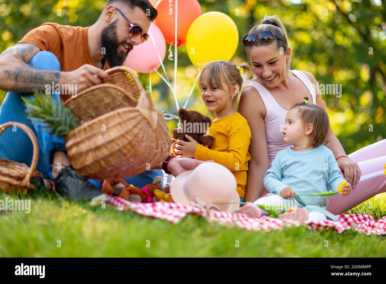 Family having picnic in countryside.Family, love and vacation concept ...