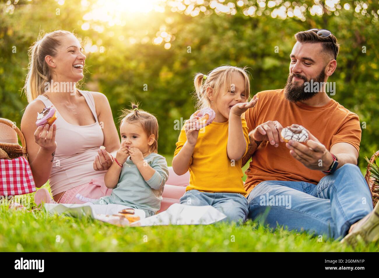 Family having picnic in countryside.Family, love and vacation concept ...