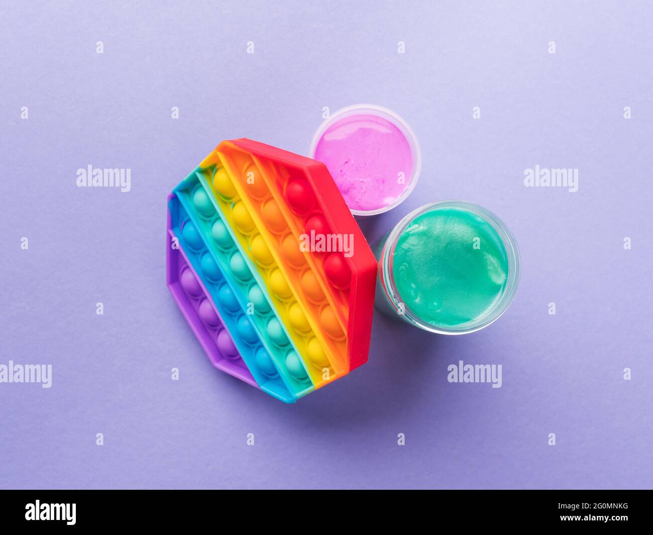 Bubble pop it and colorful slime fidget toys to help reduce stress in ...