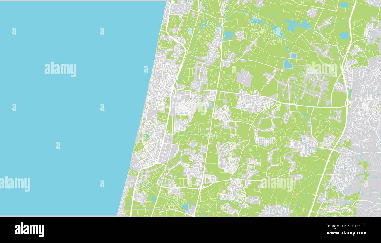 Urban vector city map of Netanya, Israel, middle east Stock Vector ...
