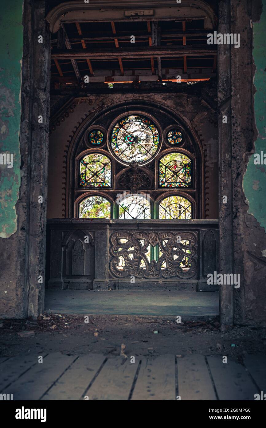 Light coming through a big window in the haunted Spicer castle in ...