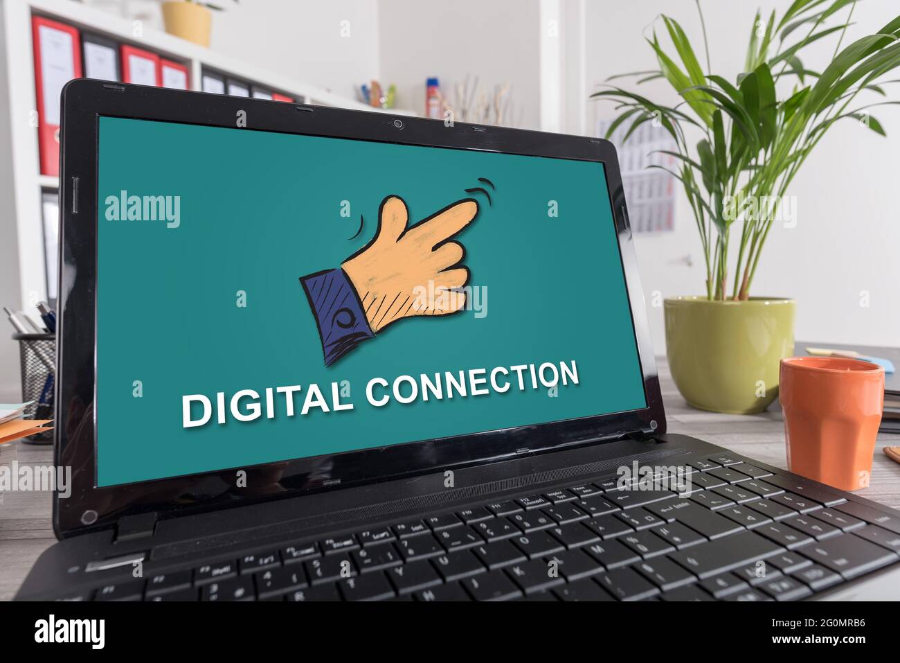 Laptop screen with digital connection concept Stock Photo - Alamy