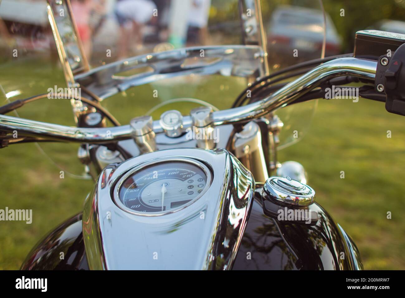 Motorcycle detail with gasoline tank and speedometer Stock Photo - Alamy