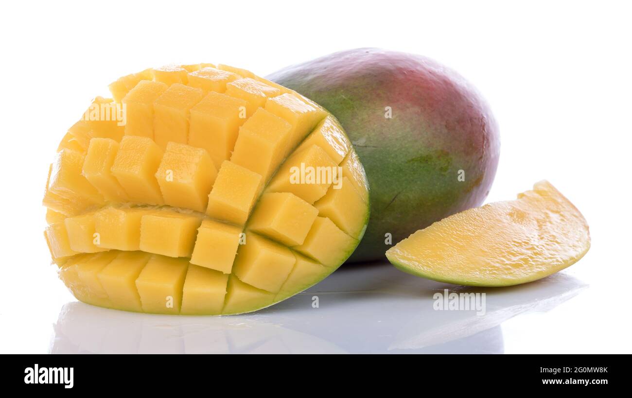Juicy fresh mango, isolated on white Stock Photo - Alamy