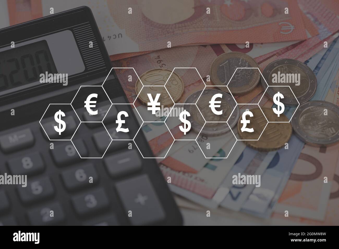 Currencies concept illustrated by a picture on background Stock Photo ...