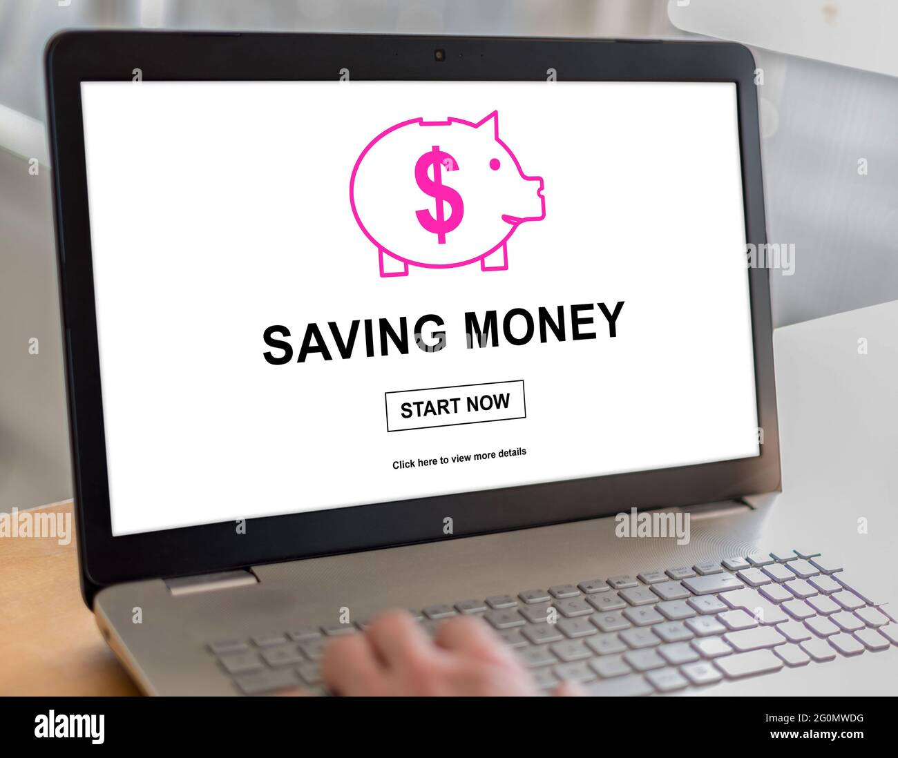 Laptop screen with saving money concept Stock Photo - Alamy